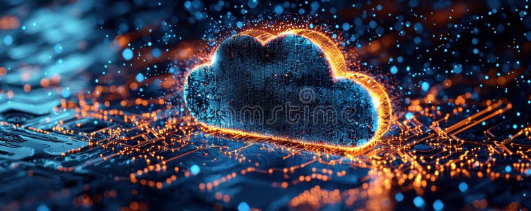 Digital Cloud Storage Concept with Data Flow and Technology Circuitry ...