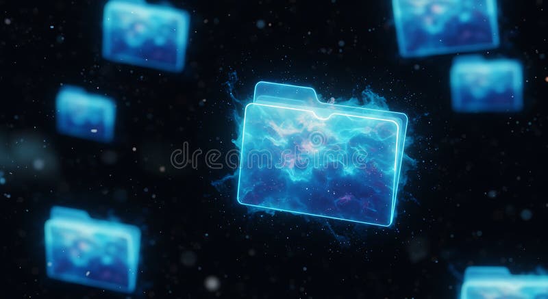 Digital Cloud Storage Folders - Futuristic Data Management Concept Stock Illustration ...
