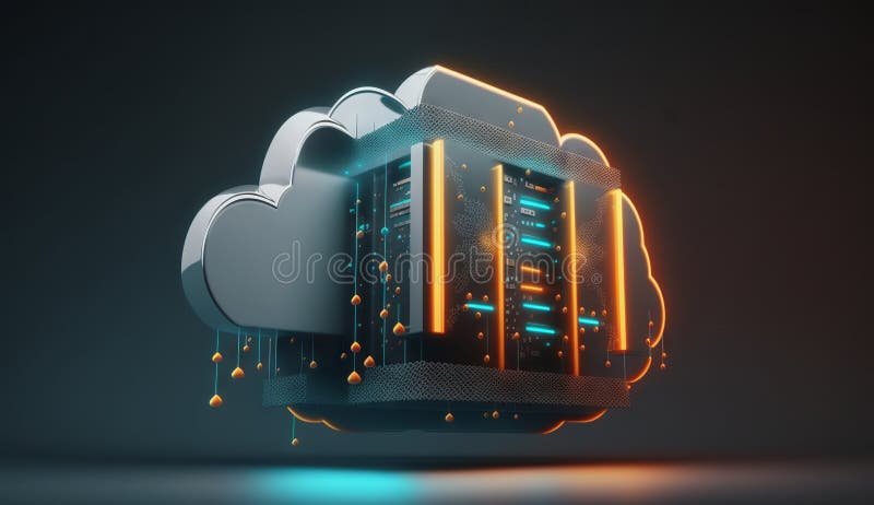 Digital Cloud Storage Icon Server Online Social Network. Generative Ai ...