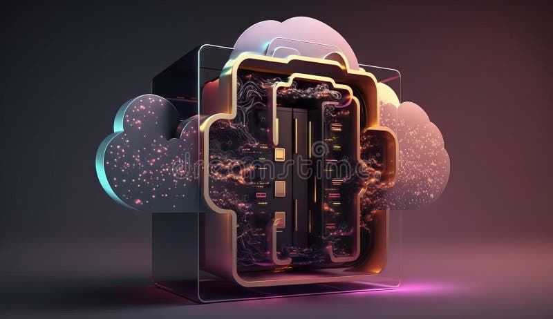 Digital Cloud Storage Icon Server Online Social Network. Generative Ai ...