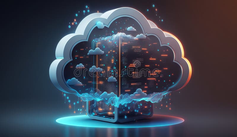 Digital Cloud Storage Icon Server Online Social Network. Generative Ai ...