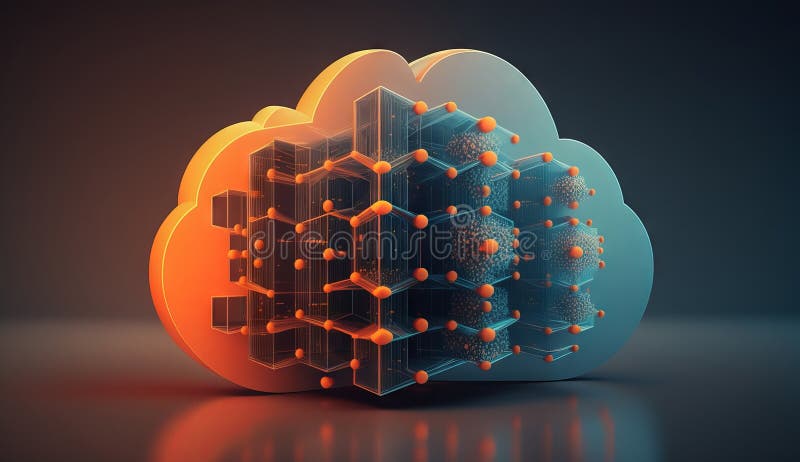 Digital Cloud Storage Icon Server Online Social Network. Generative Ai ...