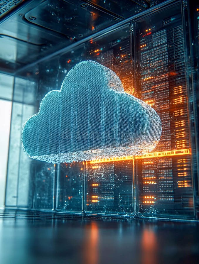 Digital Cloud Storage Technology Concept with Data Servers and Virtual ...