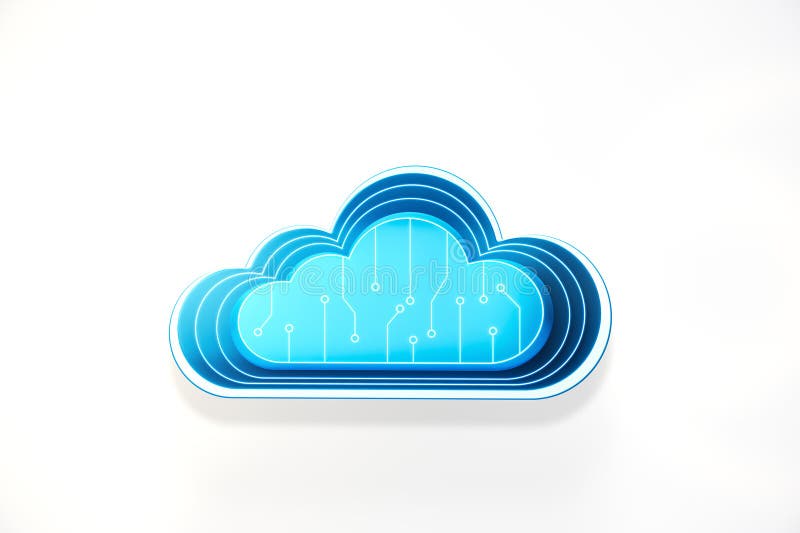 Digital Cloud Symbol with Circuit Design on White Background. 3D ...