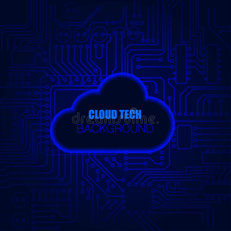 Digital Cloud Tech Background Stock Vector - Illustration of cyber ...