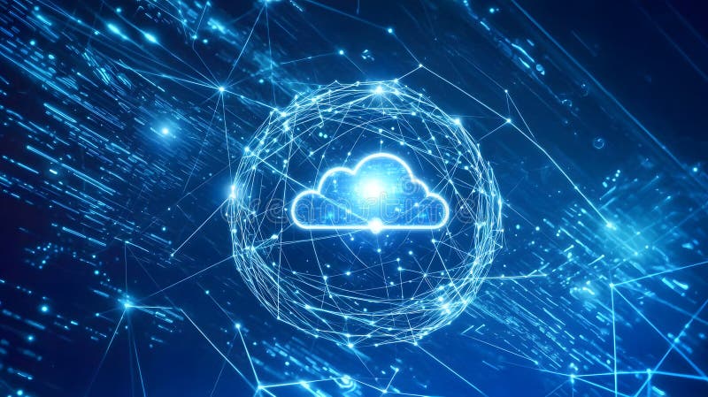 Digital Cloud Technology Abstract Illustration Stock Photo - Image of ...