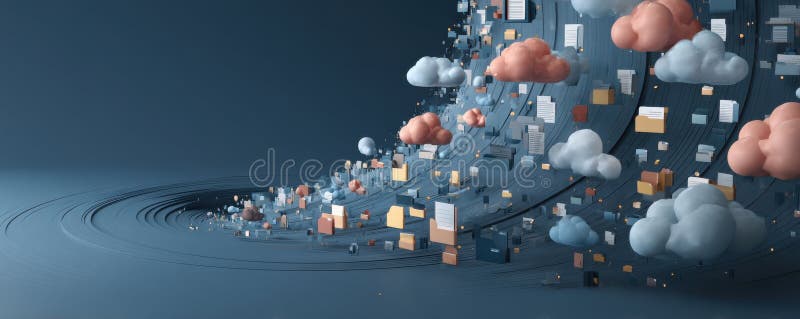 Digital Cloud Technology Concept with Data and Document Flow Visualization Stock Image - Image ...