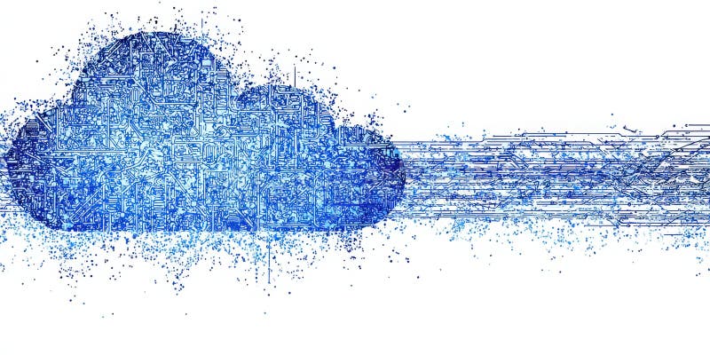 Digital Cloud Technology Concept with Data Flow and Information Bits ...