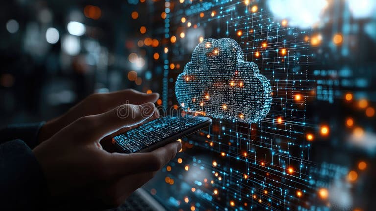 Digital Cloud Technology Connection Person Using Smartphone Accessing ...