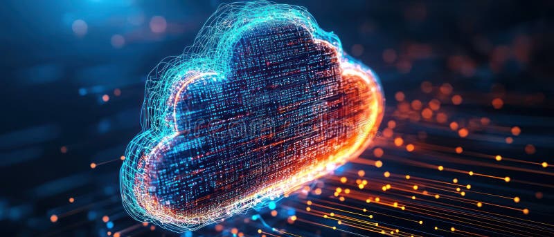 Digital Cloud Technology with Data Flowing and Vibrant Colors Stock ...