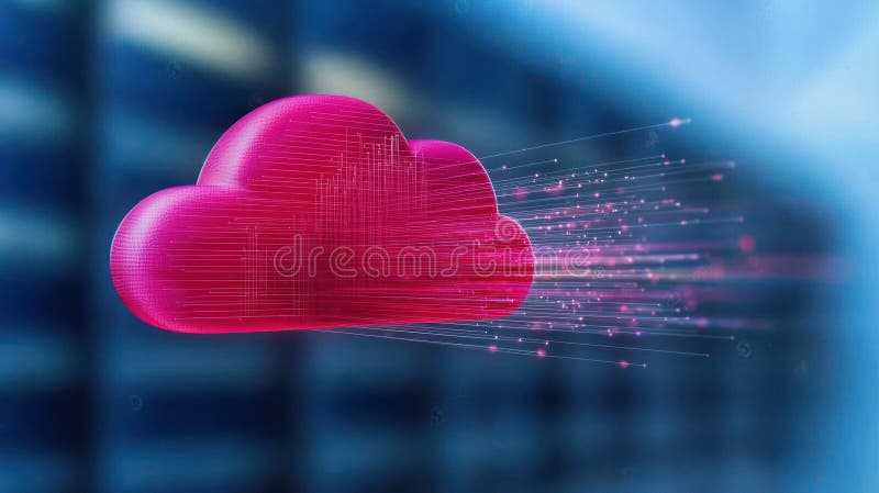 Digital Cloud Technology with Data Streams Flowing Stock Image - Image ...