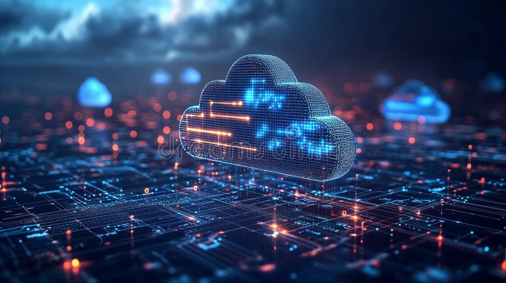 Digital Cloud Technology Represents Future of Data Storage and Connectivity. Stock Illustration ...