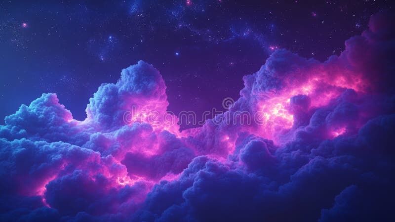 Digital Clouds Connected on a Gradient Blue Background Embody the ...