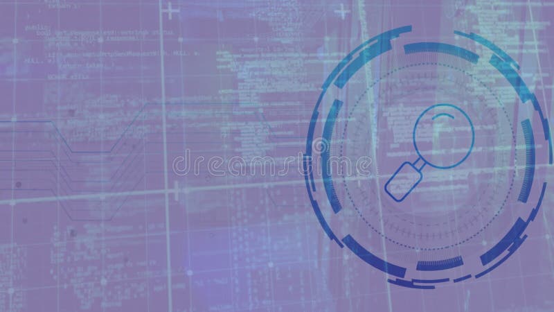 Digital Code Analysis with Magnifying Glass Icon and Animation on Screen Stock Video - Video of ...