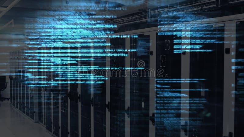 Digital Code Animating Over Server Racks in Data Center Stock Footage - Video of cloud, code ...
