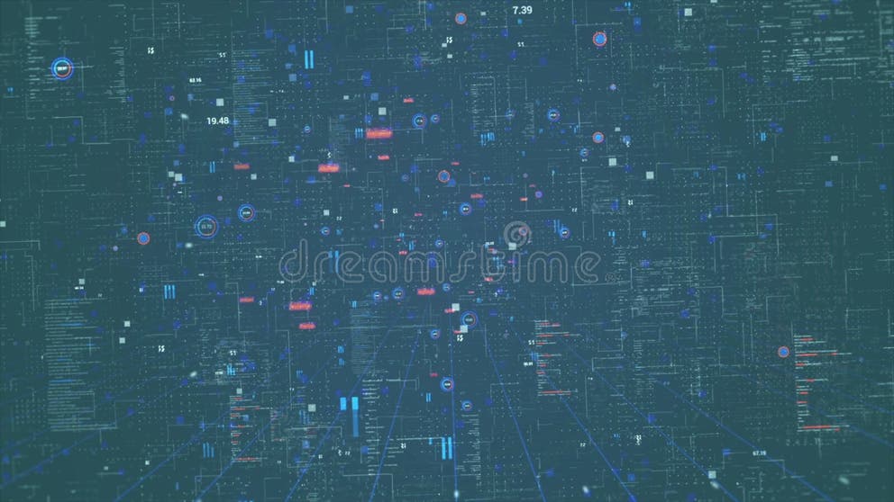 Digital Code Background Loop - Fly through Abstract 3D Rendering of a Scientific Technology Data ...