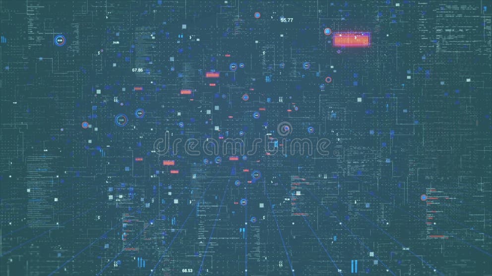 Digital Code Background Loop - Fly through Abstract 3D Rendering of a Scientific Technology Data ...