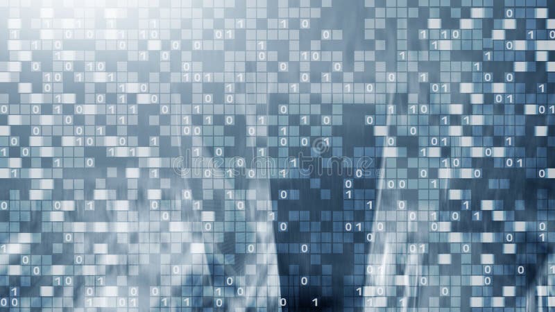 Digital Code on Blur City Background. Abstract Binary Code Stock Photo - Image of zero, display ...