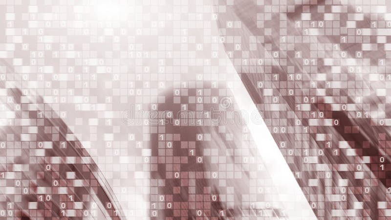 Digital Code on Blur City Background. Abstract Binary Code Stock Photo - Image of zero, display ...