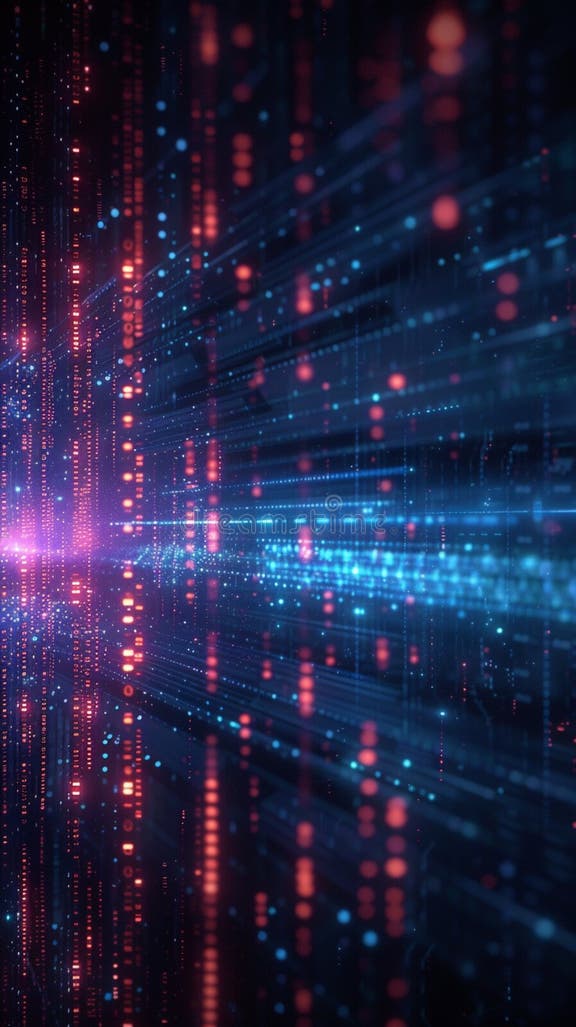 Digital Code Cascade Binary Data Streams in Matrix Background Stock Illustration - Illustration ...