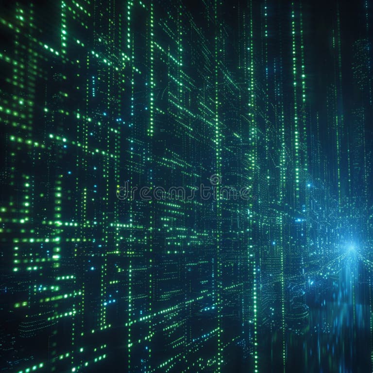 Digital Code Cascade Binary Data Streams in Matrix Background Stock Illustration - Illustration ...