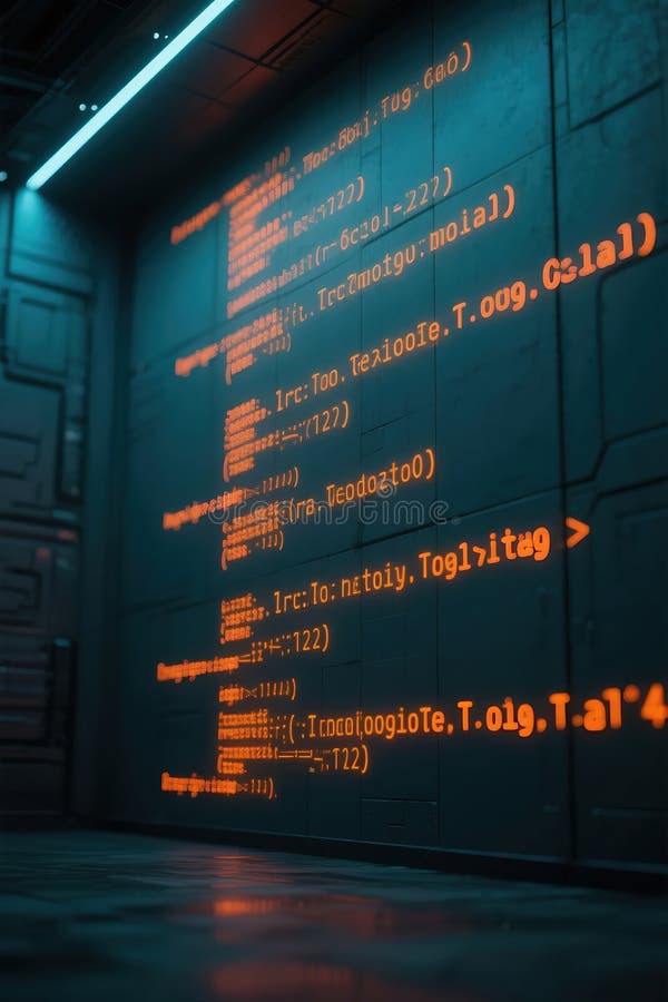 Digital Code on Futuristic Wall Stock Image - Image of energy, stream ...