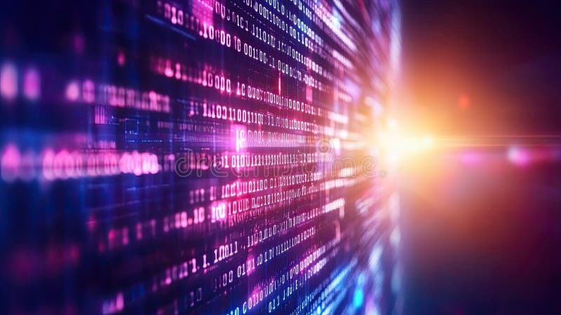 Digital Code with Glowing Binary Numbers and Light Effect Stock ...