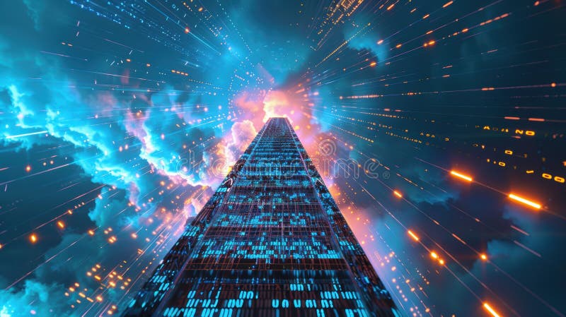 Digital Code Ladder Symbolizing Tech Opportunities in a Vibrant Sky ...