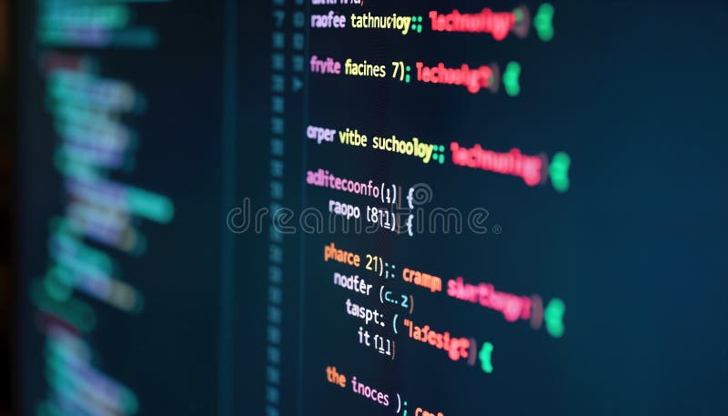 Digital Code Lines on Computer Screen Display Tech Concepts in Development. Modern Programming ...