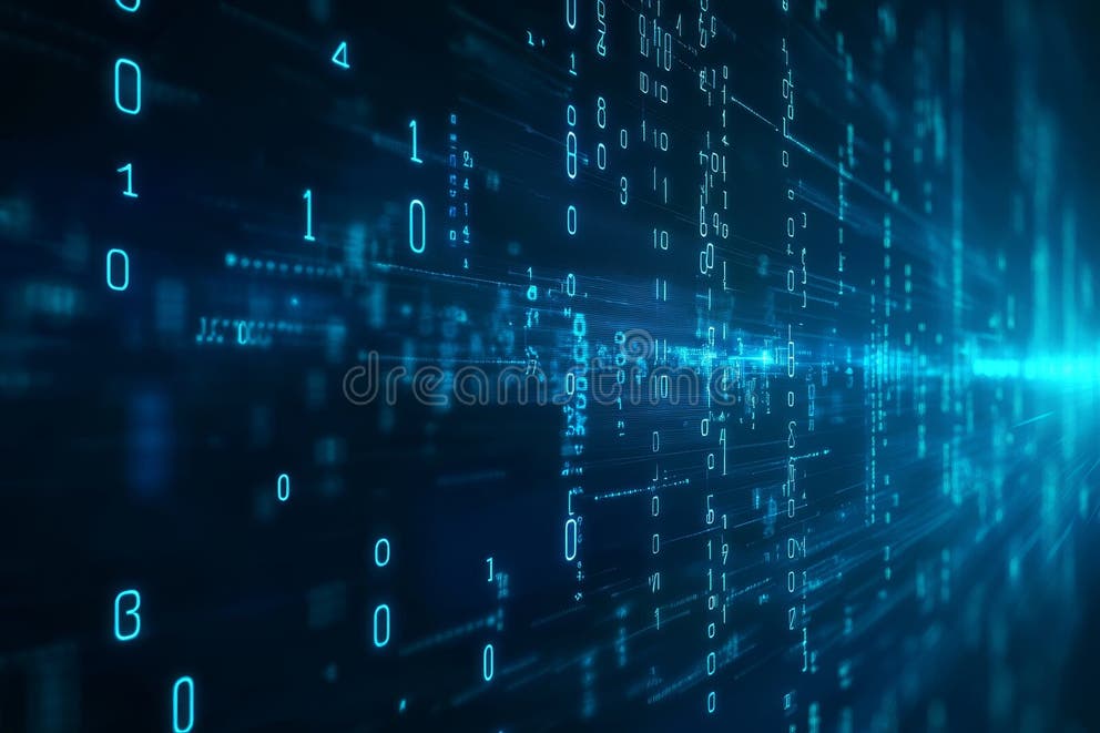 Digital Code Matrix in Blue with Rows and Columns of Numbers and ...