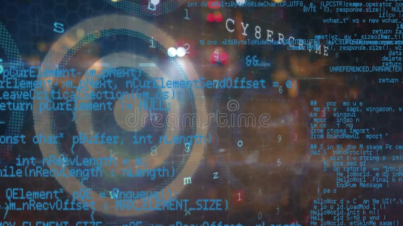 Digital Code Overlaying Animation on Technology Background with ...