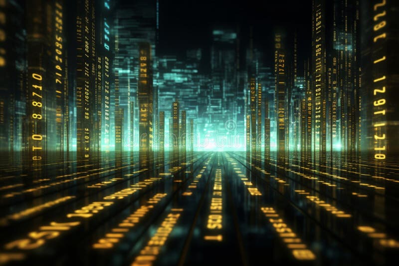 Digital Code Realm Futuristic Cyberspace with Binary Code Background ...