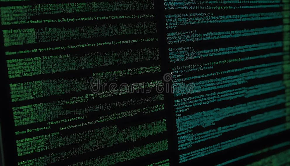 Digital Code Stream: Abstract Green and Teal Matrix Stock Illustration ...