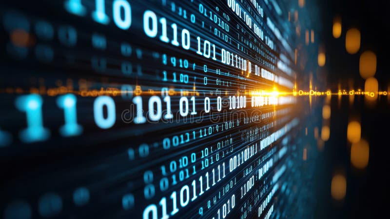 Digital Code Stream, Binary Data Flow, Tech Background Stock Illustration - Illustration of ...