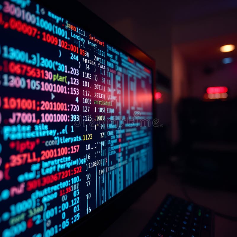 Digital Code Streaming Down a Computer Screen Stock Photo - Image of ... Digital Code Streaming Down a Computer Screen Stock Photo - Image of ...