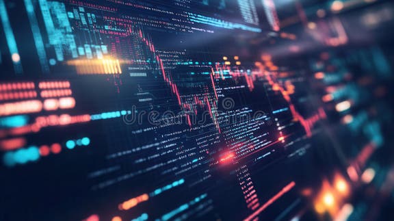 Digital Coding Interface with Glowing Screens in a Futuristic Setting ...