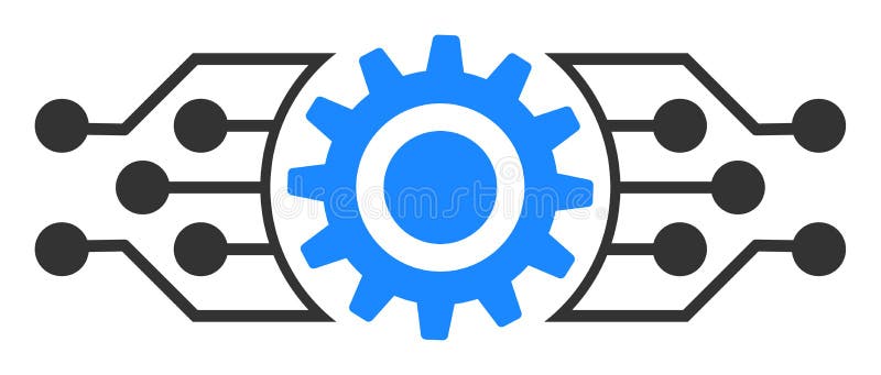 Flat Vector Digital Cog Icon Stock Illustration - Illustration of ...