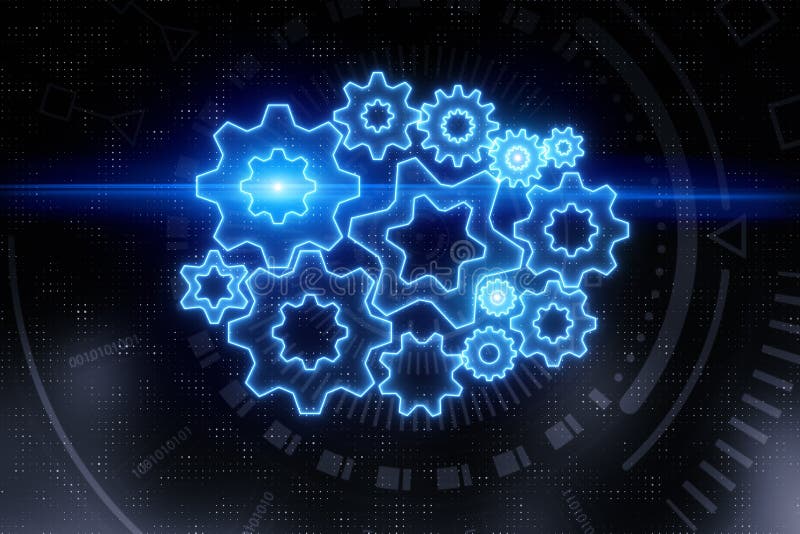 Cogs and Gear Wheel Mechanisms. Hi-tech Digital Technologyconcept ...