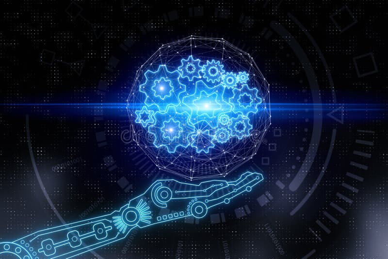Digital cogs background stock illustration. Illustration of cyborg ...