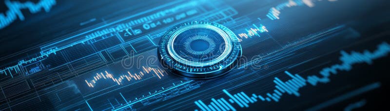 Digital Coin on Abstract Background Cryptocurrency and Finance Concept ...