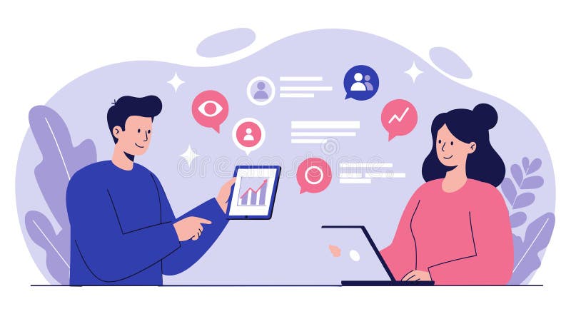 Digital Collaboration with Analytics Data Sharing. Businesspeople ...