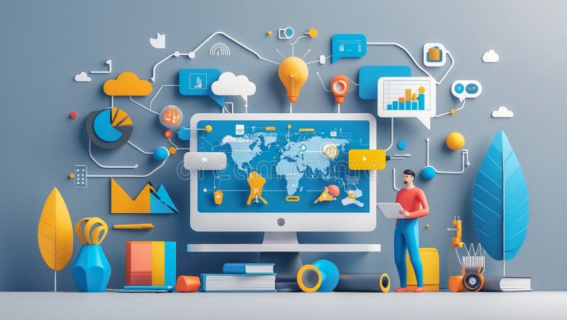 Digital Collaboration and Data Visualization Concept Art Stock ...