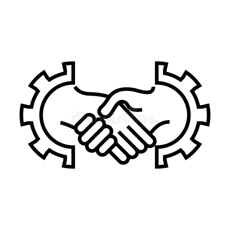 Digital Collaboration Line Icon, Concept Sign, Outline Vector ...