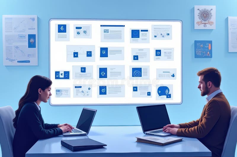 Digital Collaboration in the Modern Era Stock Illustration ...