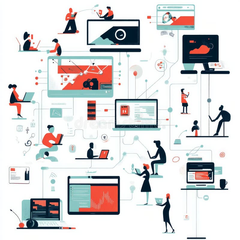 Digital Collaboration Network with Laptops and Diverse Teams in a ...