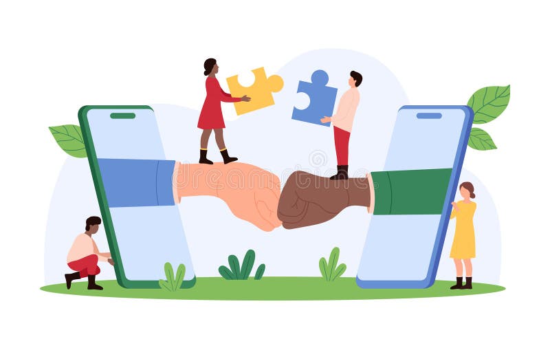 Digital Collaboration and Partnership Concept Stock Vector ...