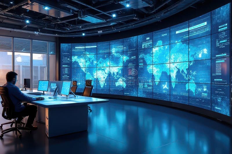 Digital Collaborative Spaces in Distant Work Stock Illustration ...