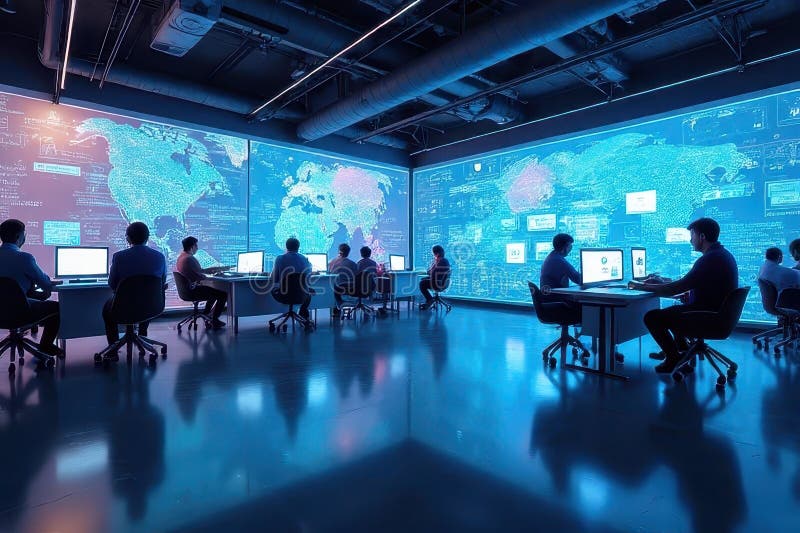 Digital Collaborative Spaces Stock Illustration - Illustration of ...