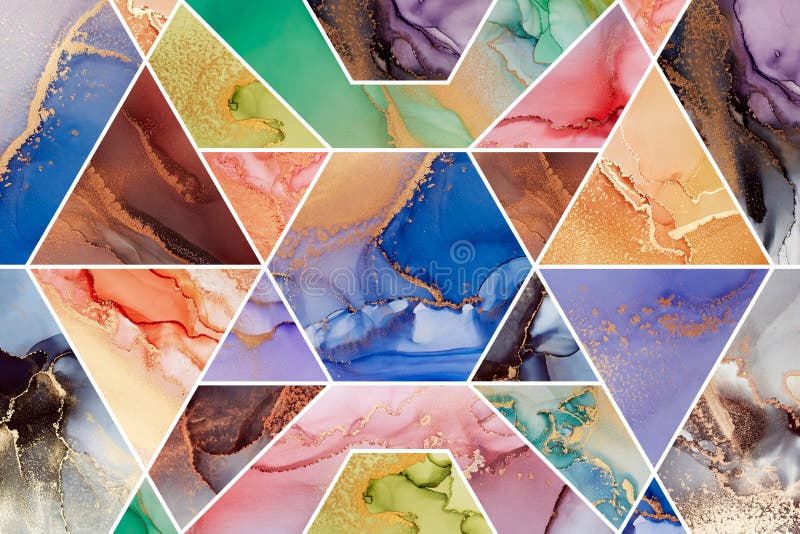 Digital Collage of Abstract Hand Painted Alcohol Ink Texture Stock ...