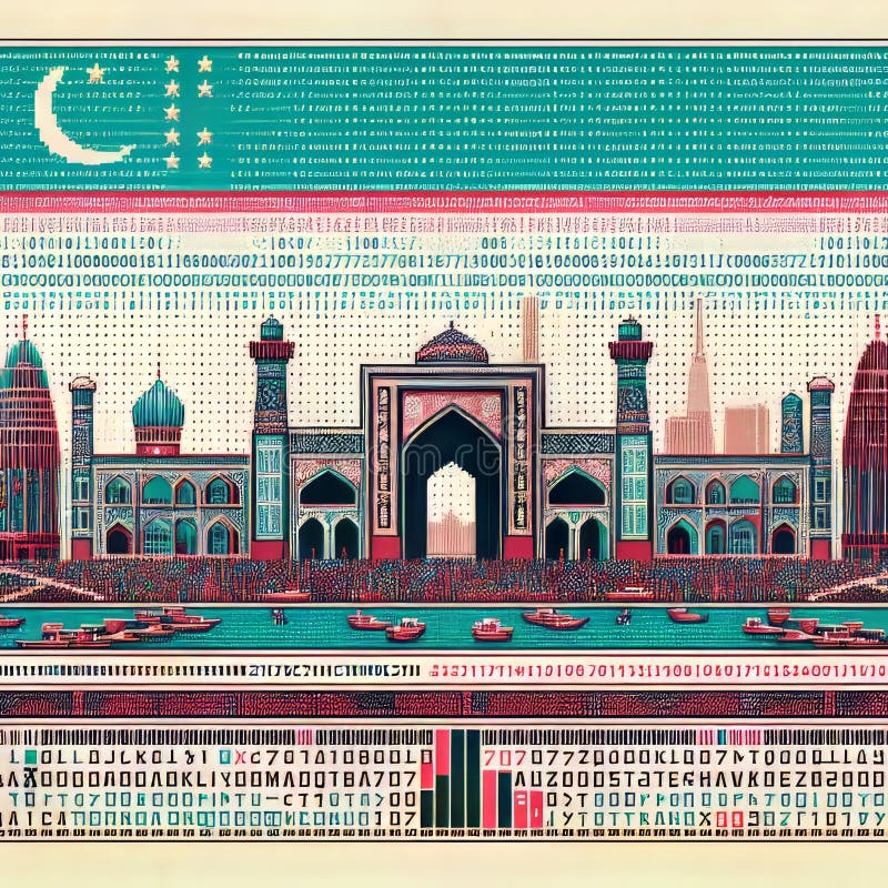 A Digital Collage and Ascii Art Combination Displaying a Coded M Stock ...